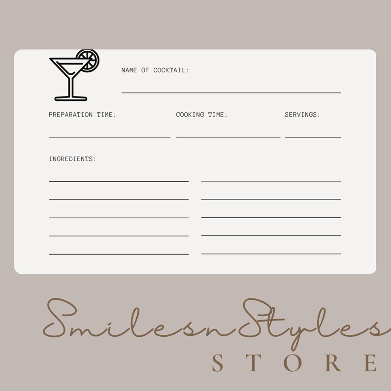 Simple Recipe Cards - Appetizer Cards, Entree Cards, Dessert Cards, and ...