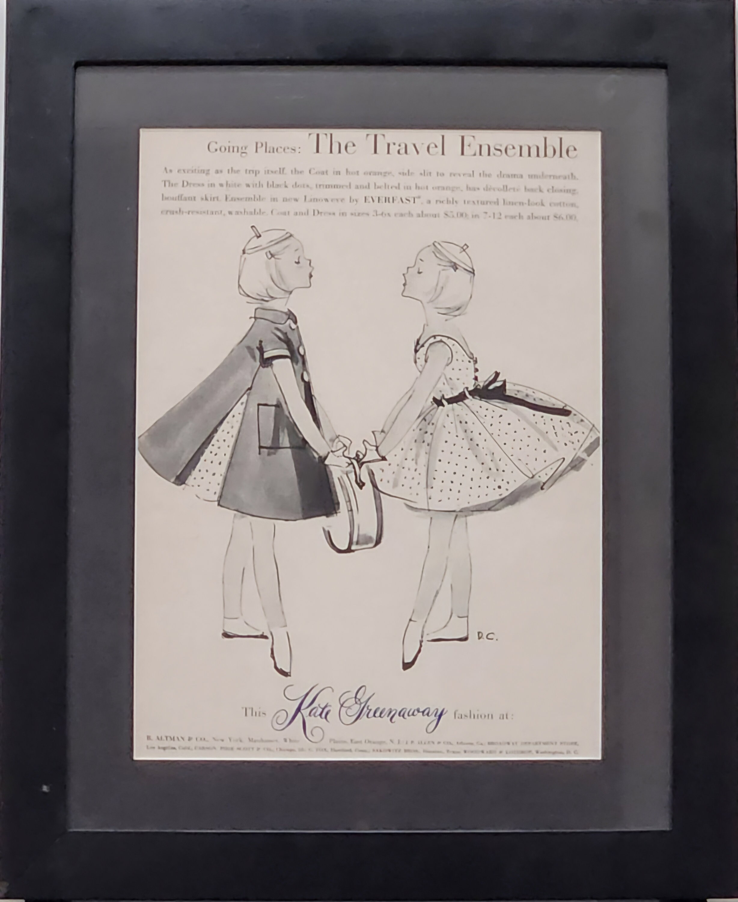 Illustrated Ad for Kate Greenaway Girls Dresses, Vintage Vogue 1955 ...