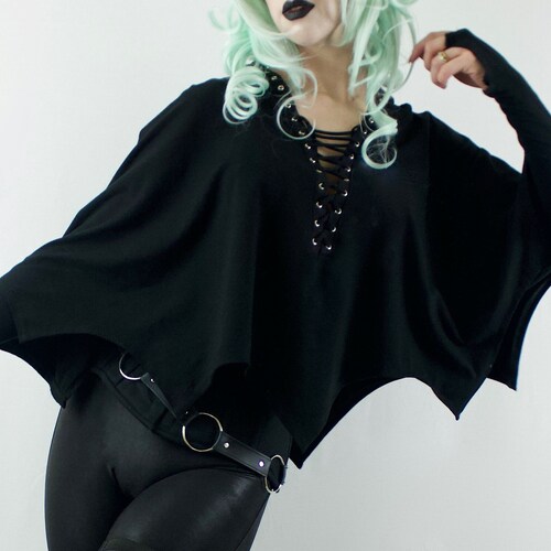Bat Poncho Bat Wing Top Black Cover Up Bat Costume - Etsy