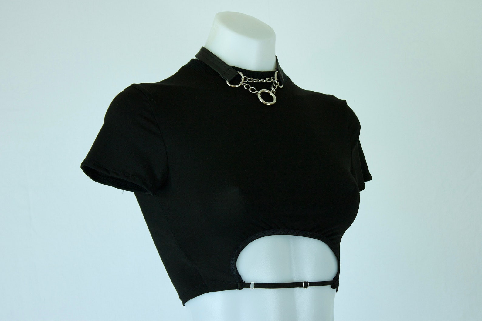 Keyhole Top Black Crop Top Short Sleeve Knit Shirt Nu | Etsy