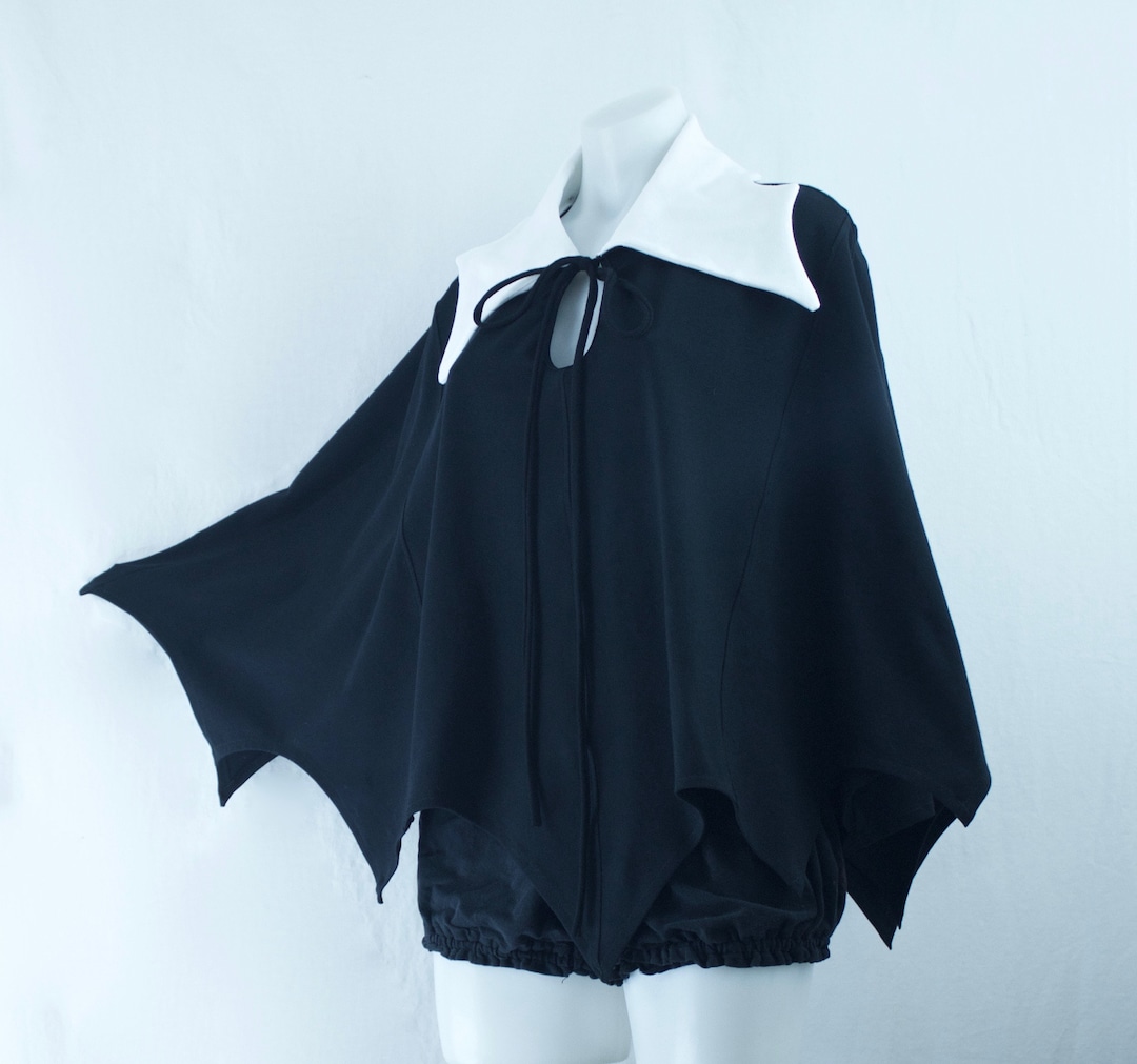 BAT CLOAK, Oversized Cotton Knit Bat Poncho, Black Gothic Cape, Vampire ...