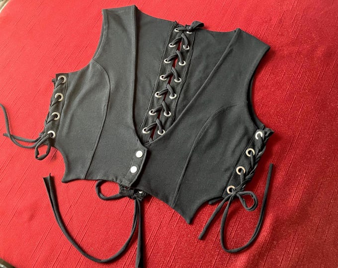 Corset Vest, Bat Wing Cropped Vest, Dark Acadamia, Corp Goth, Punk Vest ...