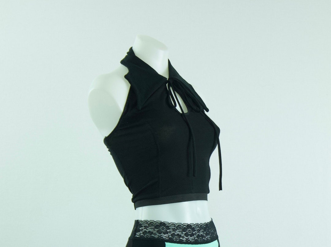 BAT CROP TOP, Bat Wing Top, Black Crop Top, Summer Shirt, Halter Tank ...