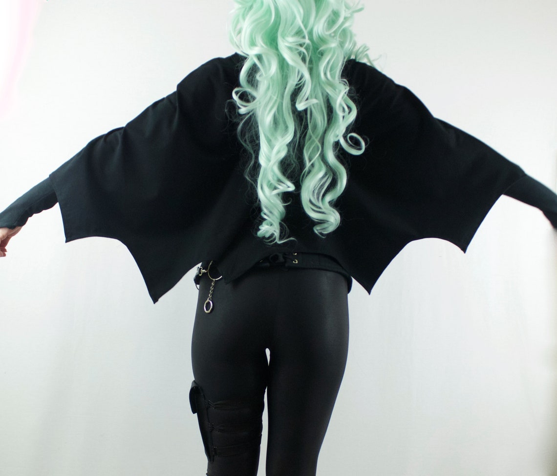 BAT PONCHO, Bat Wing Top, Black Cover Up, Bat Costume, Vampire, Black ...