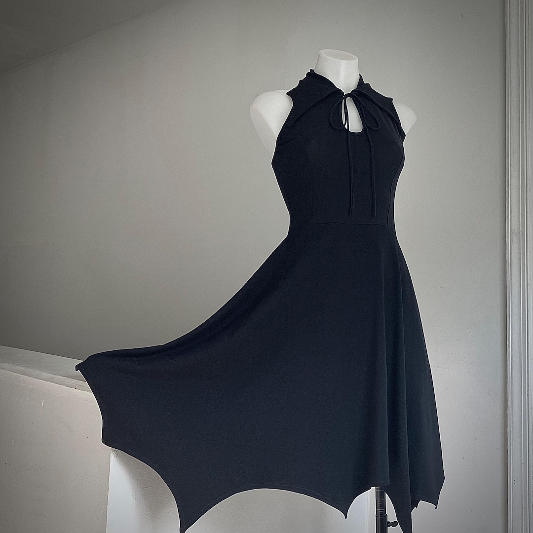 GOTH SUNDRESS, SUMMER Goth Outfit, Bat Wing Dress, Halter Tank Dress ...