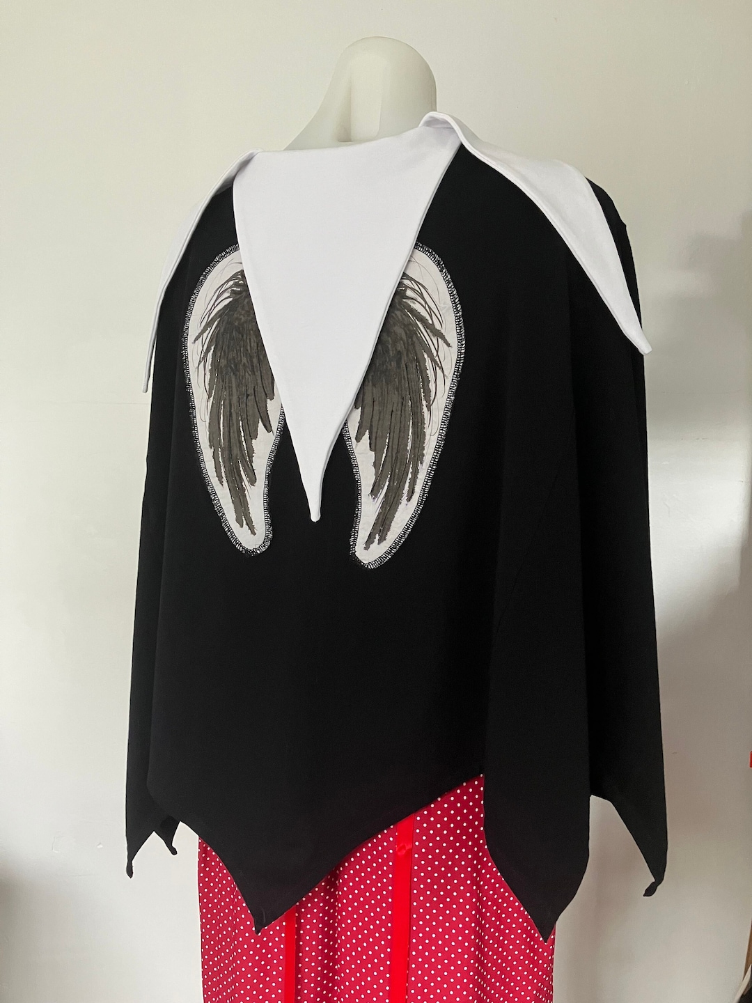 Mothman Clown Collar Poncho, Moth Wings Art Jacket, Black, One Size S ...