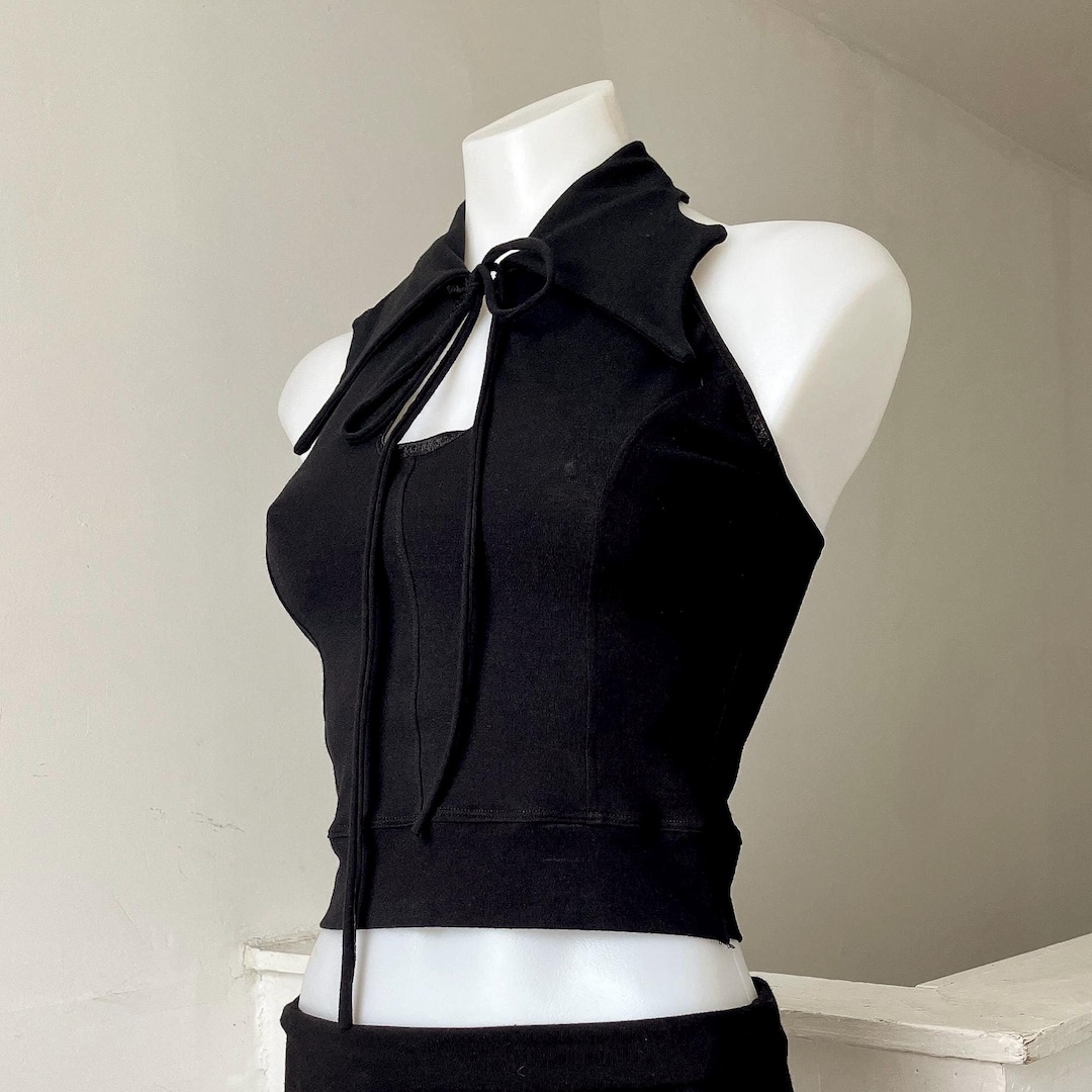 BAT CROP TOP, Bat Wing Top, Black Crop Top, Summer Shirt, Halter Tank ...