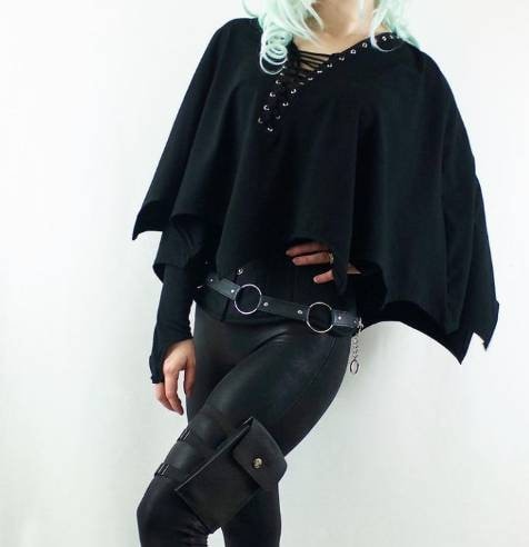 BAT PONCHO, Bat Wing Top, Black Cover Up, Bat Costume, Vampire, Black ...