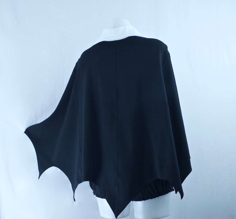 BAT CLOAK, Oversized Cotton Knit Bat Poncho, Black Gothic Cape, Vampire ...