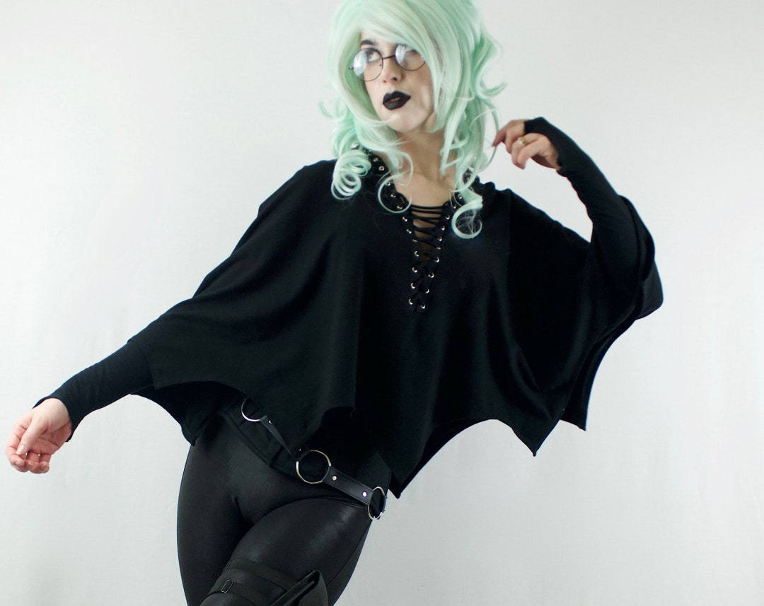 Bat Poncho Bat Wing Top Black Cover Up Bat Costume - Etsy