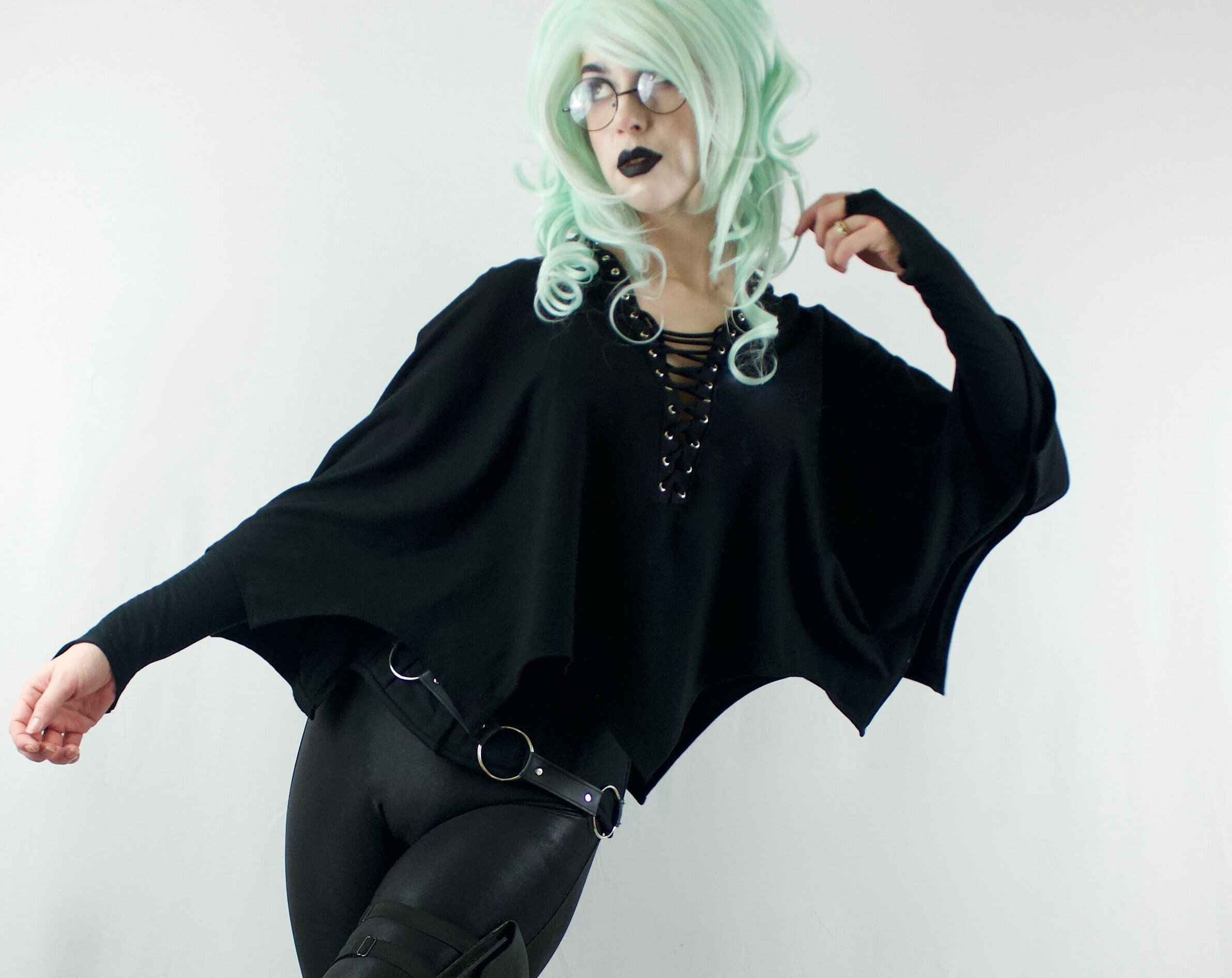 Bat Poncho Bat Wing Top Black Cover Up Bat Costume - Etsy