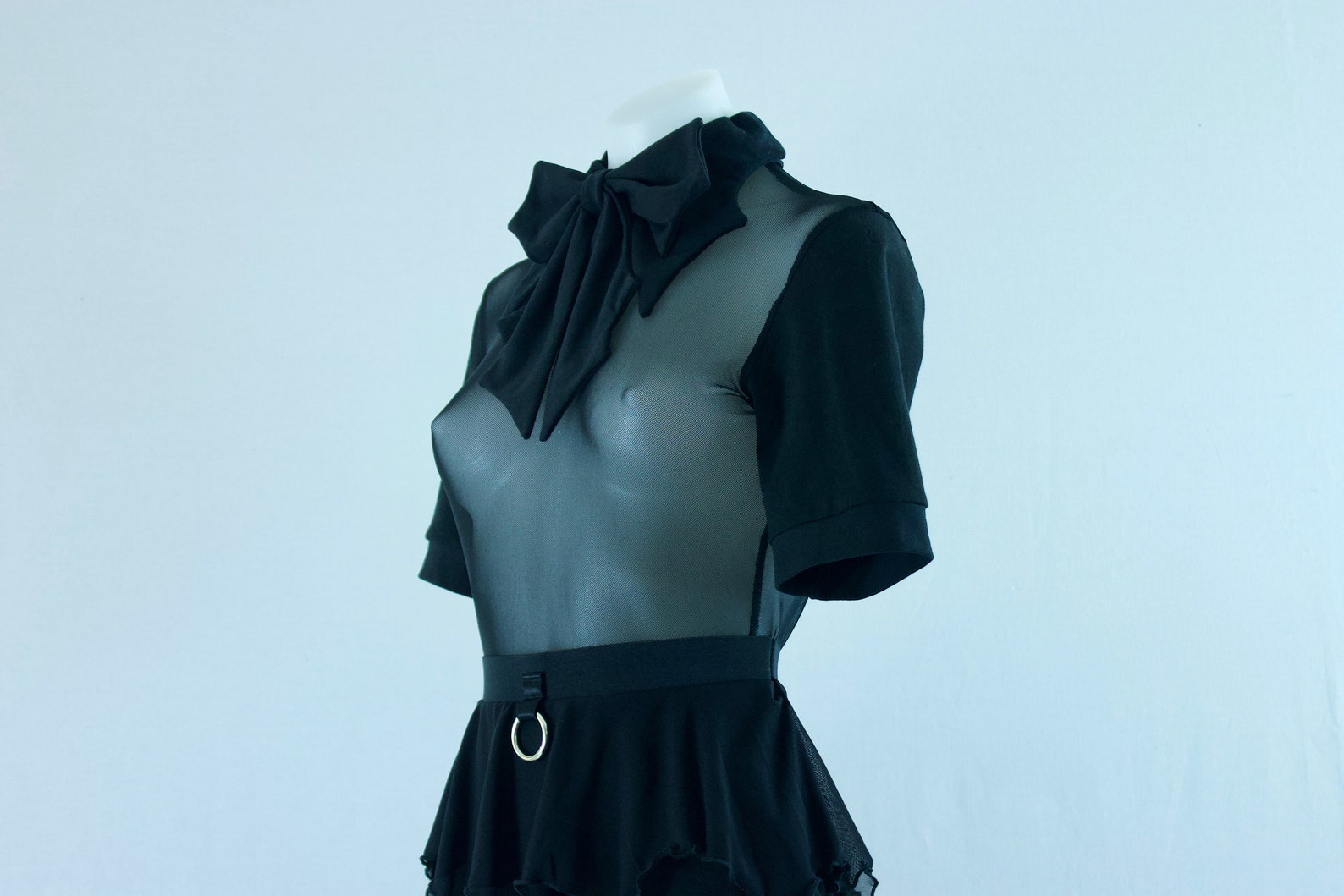 BAT COLLAR MESH Top, Vampire, Bat Wing Top, Black Crop Top, Bat Costume ...
