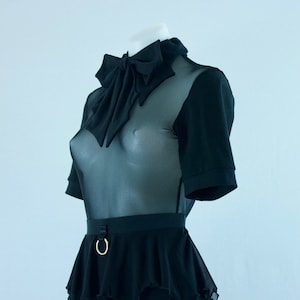 BAT COLLAR MESH Top, Vampire, Bat Wing Top, Black Crop Top, Bat Costume ...