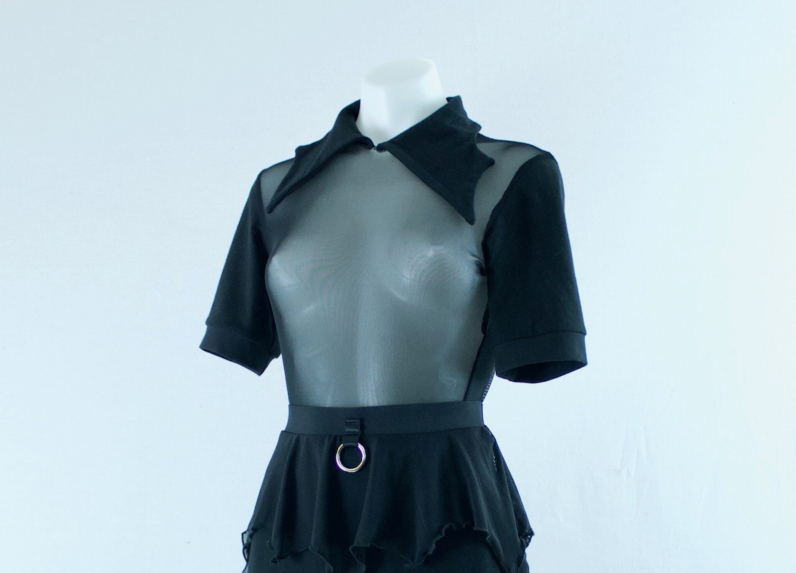 BAT COLLAR MESH Top, Vampire, Bat Wing Top, Black Crop Top, Bat Costume ...