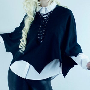 BAT PONCHO, Bat Wing Top, Black Cover Up, Bat Costume, Vampire, Black ...