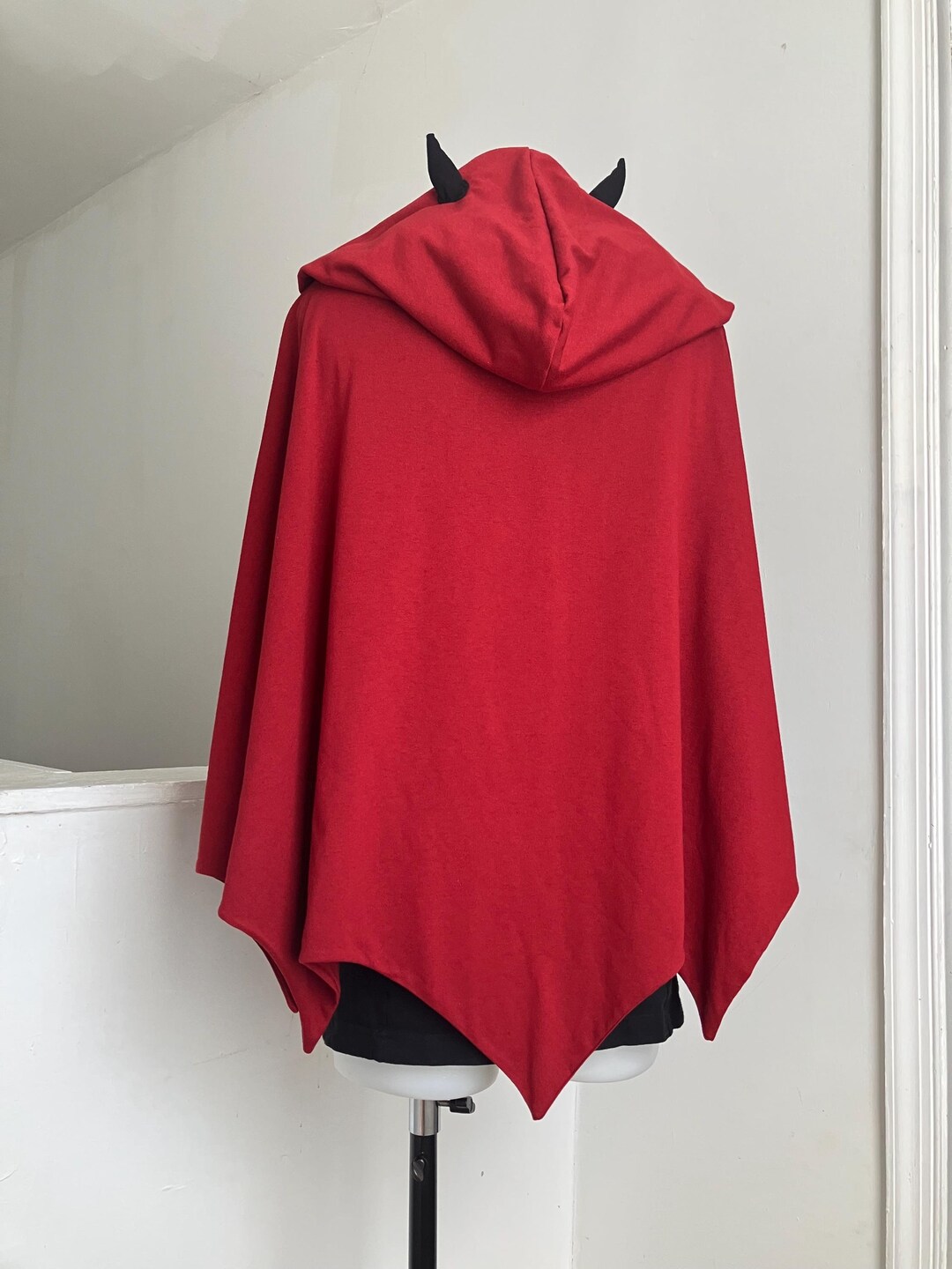 DEVIL PONCHO Red Cape, Horned Hooded Cloak, Devil Costume, Cosplay ...
