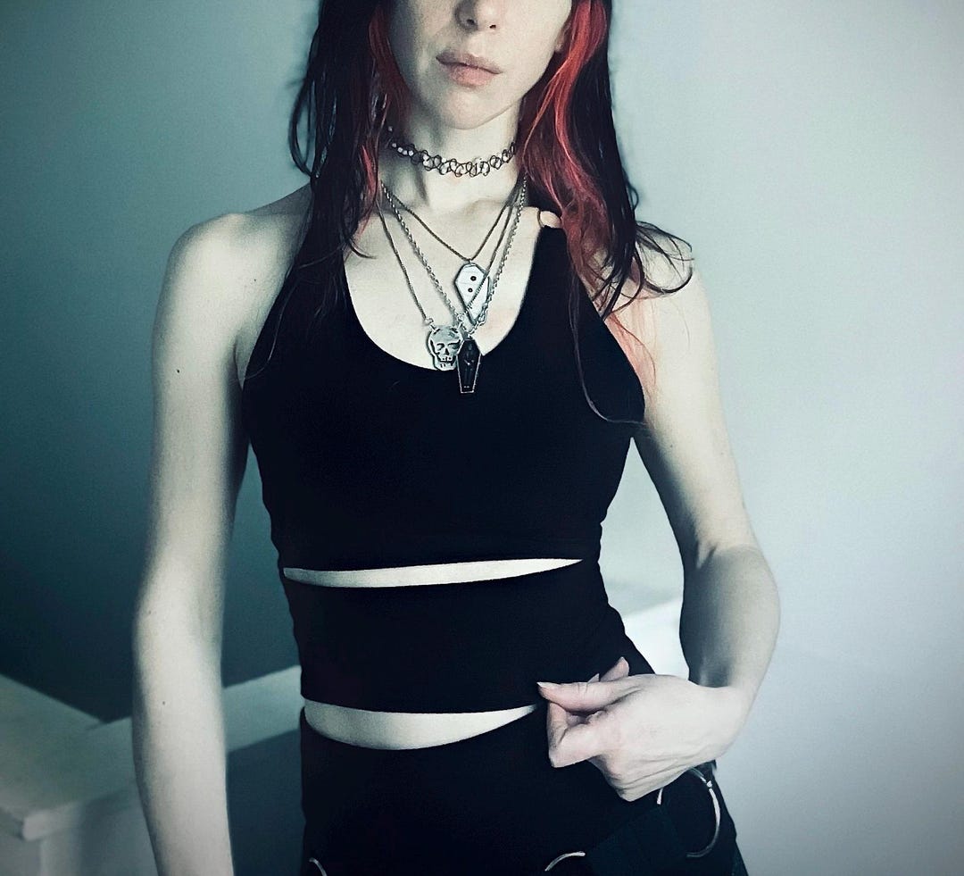 Sports Goth Athletic Top, Black Bralette Too, Lingerie, Cutout Crop Top ...
