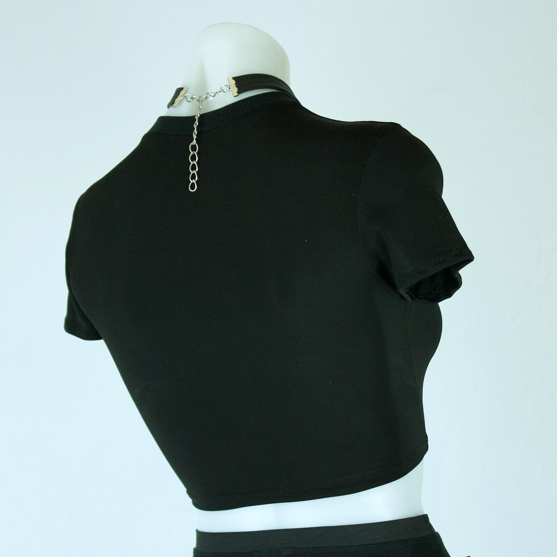 Keyhole Top Black Crop Top Short Sleeve Knit Shirt Nu | Etsy