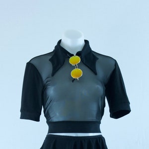 BAT COLLAR MESH Top, Vampire, Bat Wing Top, Black Crop Top, Bat Costume ...