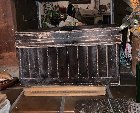 Beautiful Vintage Handmade Cowhide Trunk - Gem