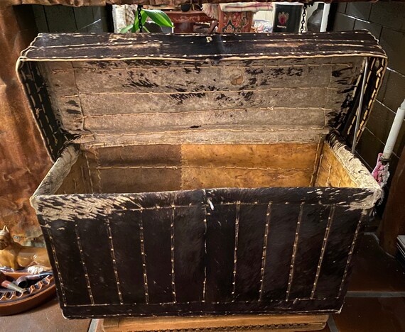 Beautiful Vintage Handmade Cowhide Trunk - Gem
