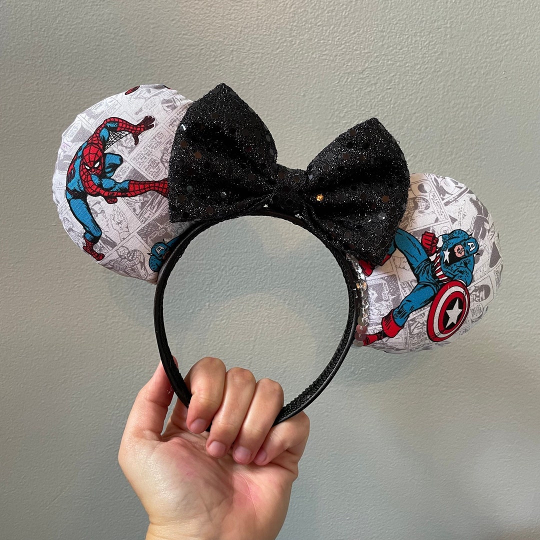 Marvel Comics Ears Headband With Sequin Bow Mickey and Minnie Disney ...