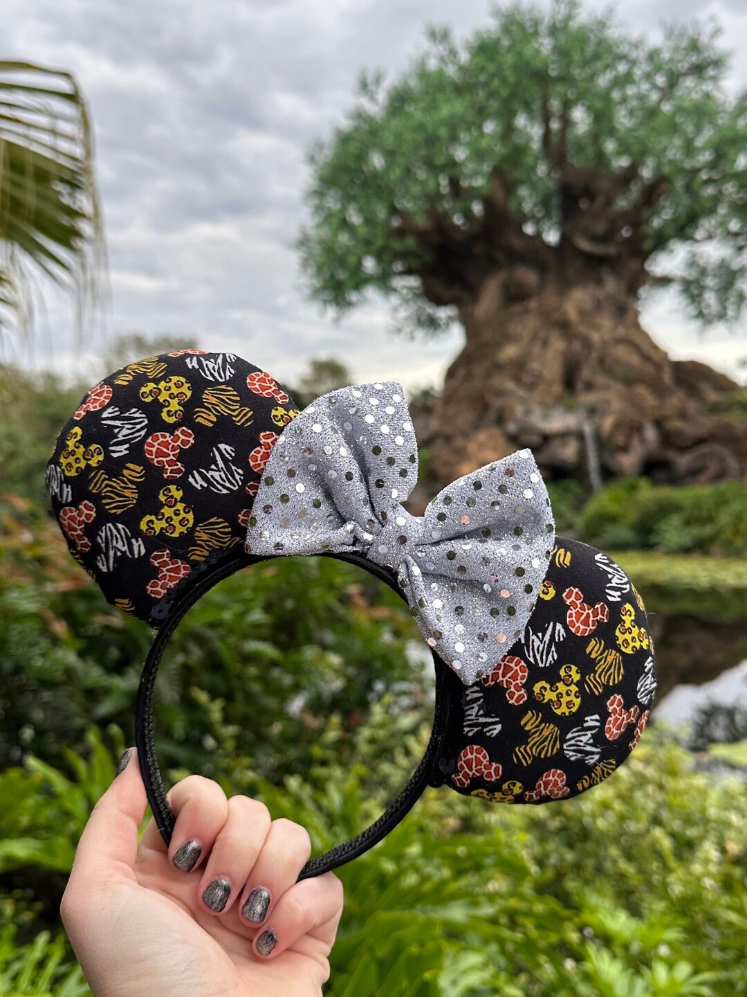 Animal Print Animal Kingdom Inspired Ears Headband With Sequin Bow ...