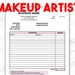 Makeup Artist Client Invoice / Receipt Freelance MUA Form | Etsy