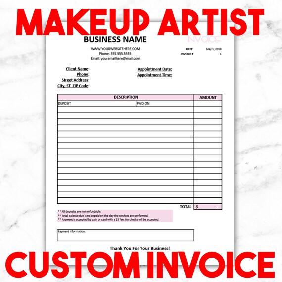 Makeup Artist Invoice Template Free