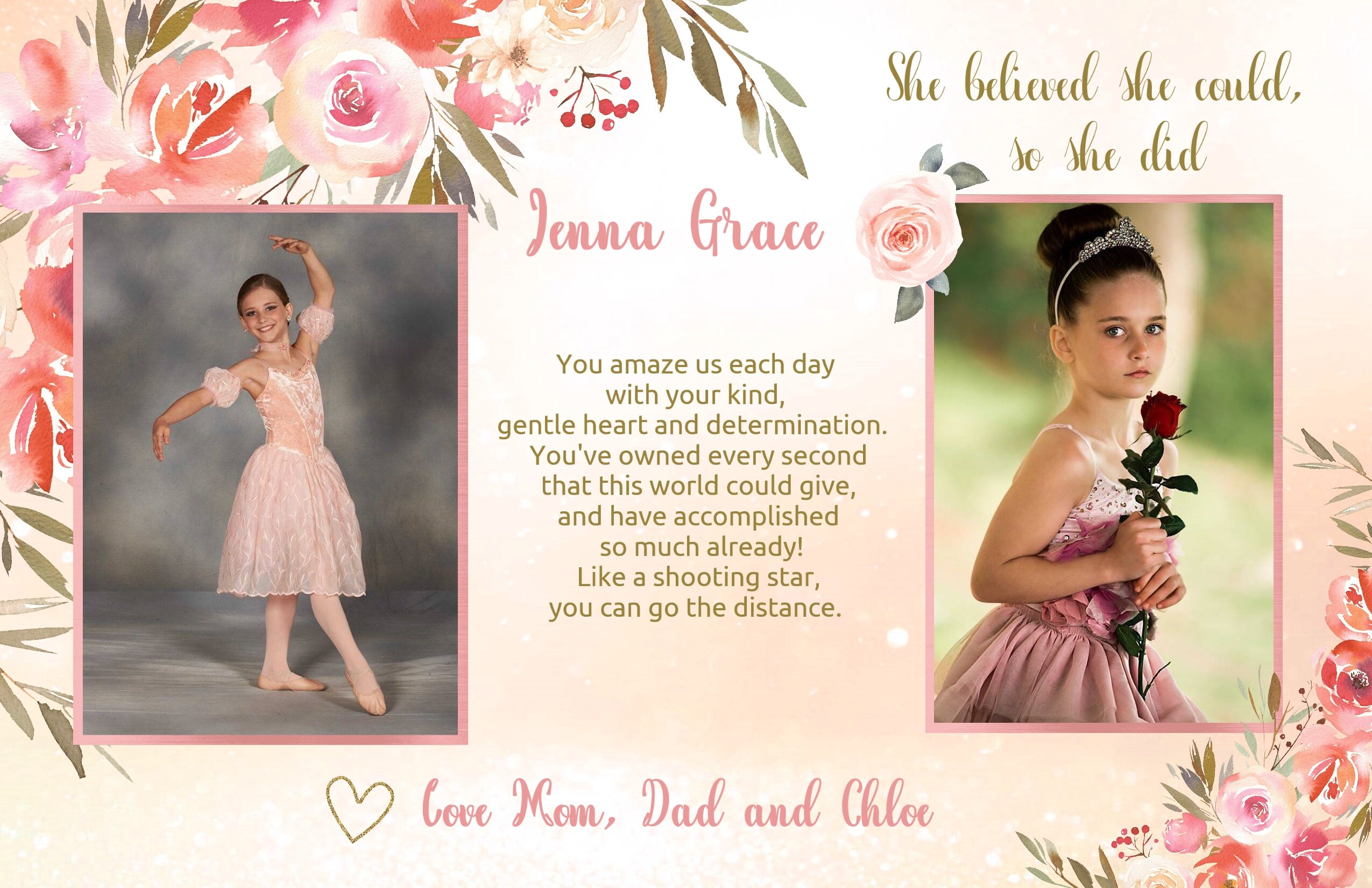 Dance Recital Program Ad, Yearbook Ad High School Senior Page, Middle ...