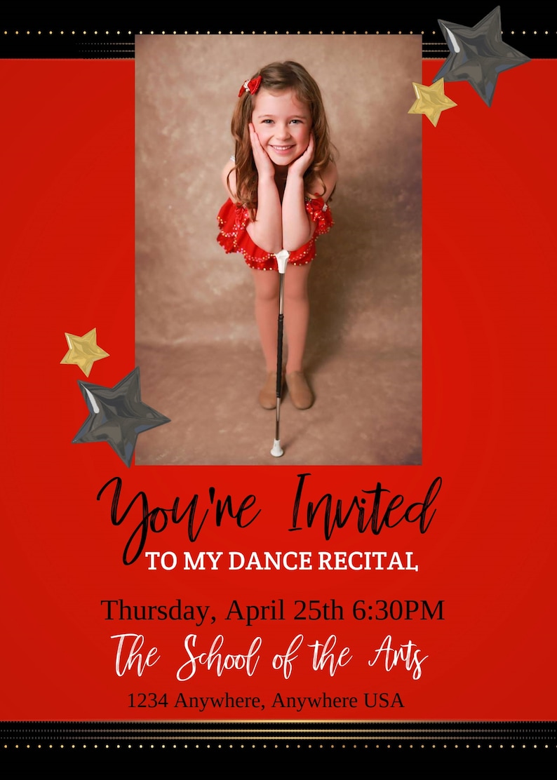 Dance Recital Invitation, Recital Invite, High School Pageant , Middle ...