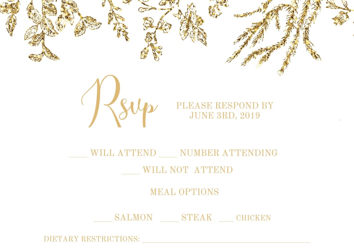 White and Gold Modern Wedding Invitation Set Template Wedding - Etsy