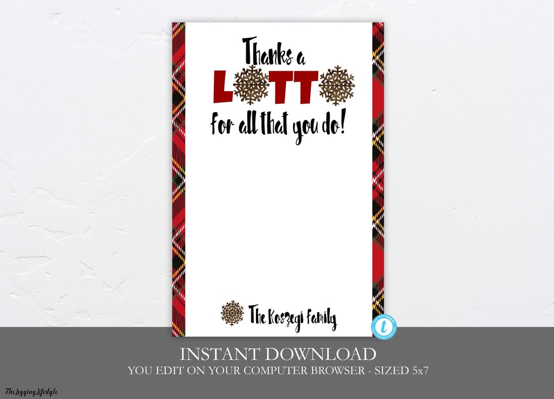Thanks A LOTTO for All That You Do Gift Card Holder, Printable ...