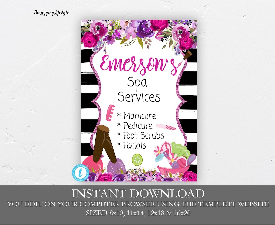 Spa Party Schedule, Salon Schedule, Spa Party Timeline, Makeup Spa ...