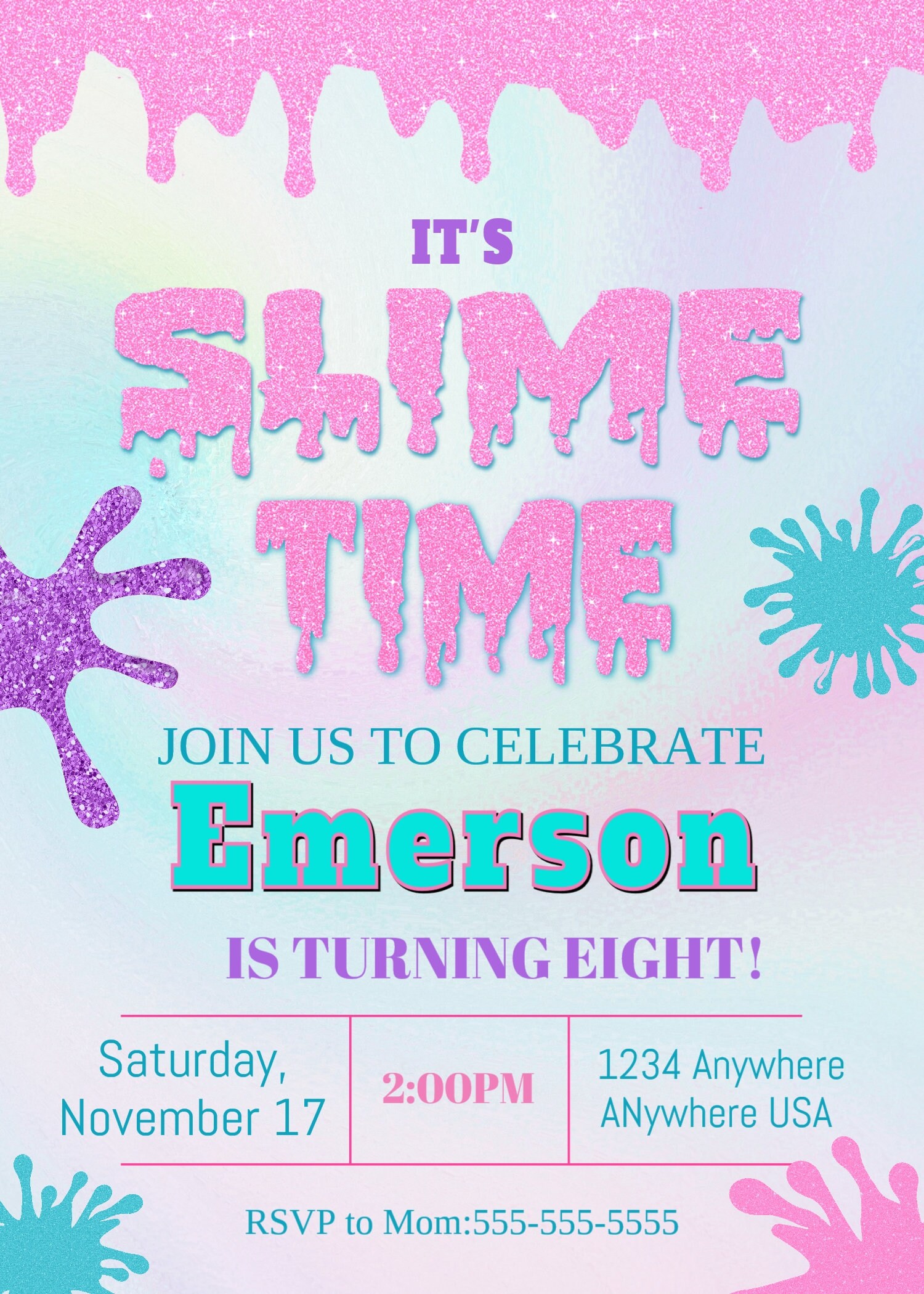 Slime Party Invitations Slime time Invitation Slime Theme | Etsy