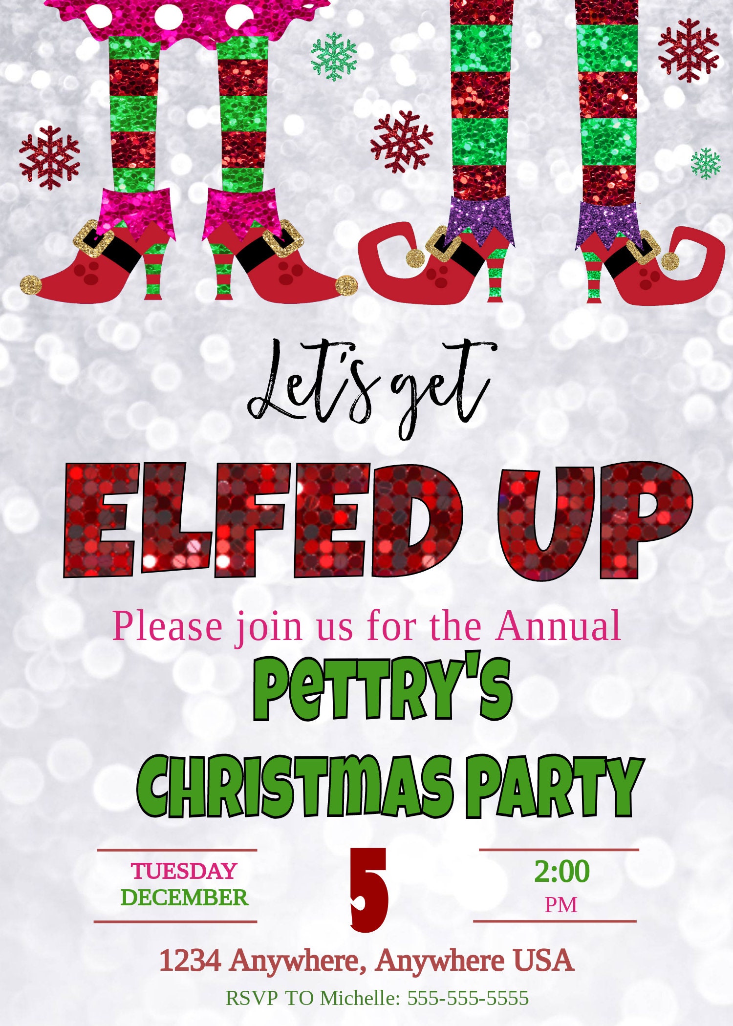 Elf Christams Party Invitation, Let's Get Elfed up Christmas Invitation ...