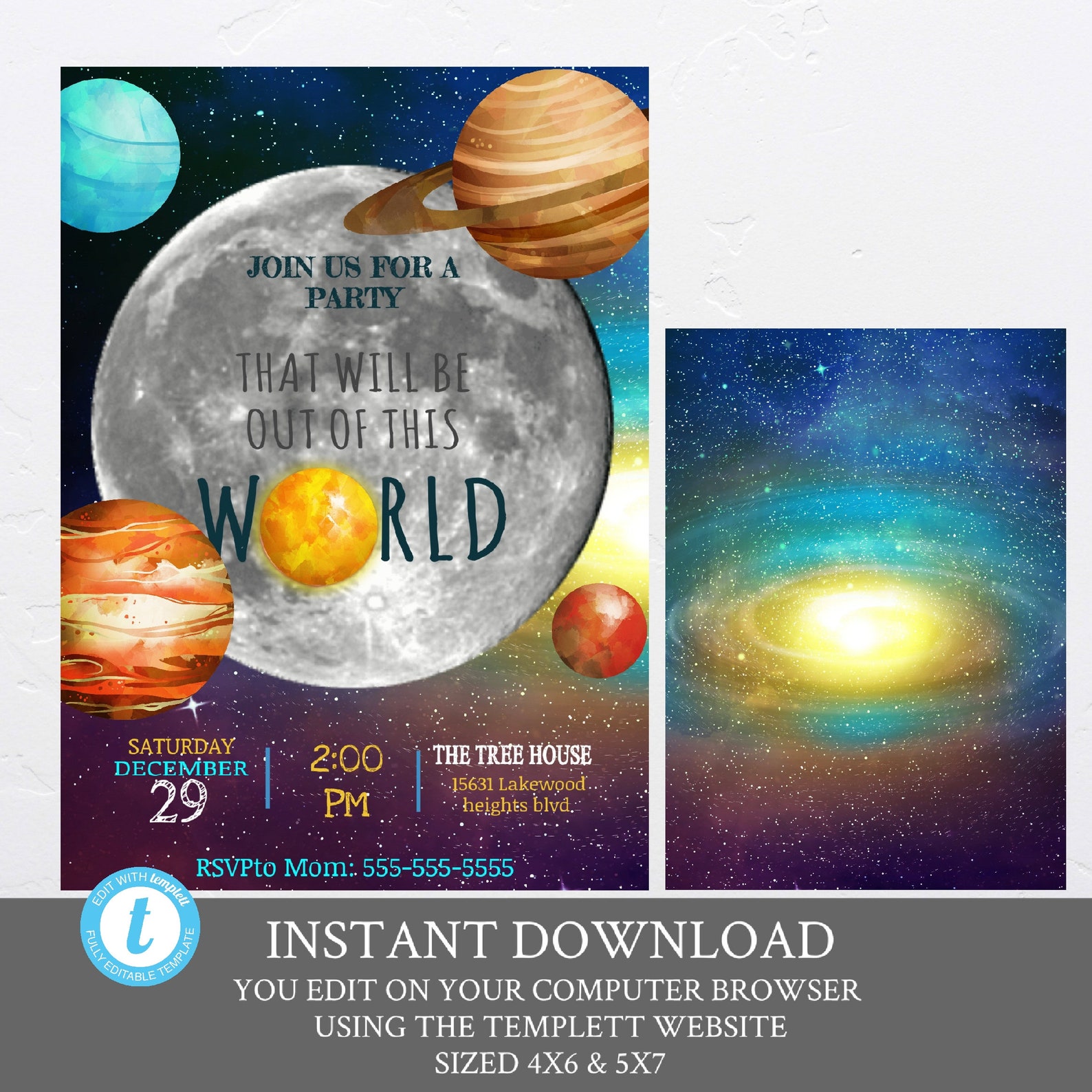 Out of This World Birthday Invitation Outer Space Birthday | Etsy