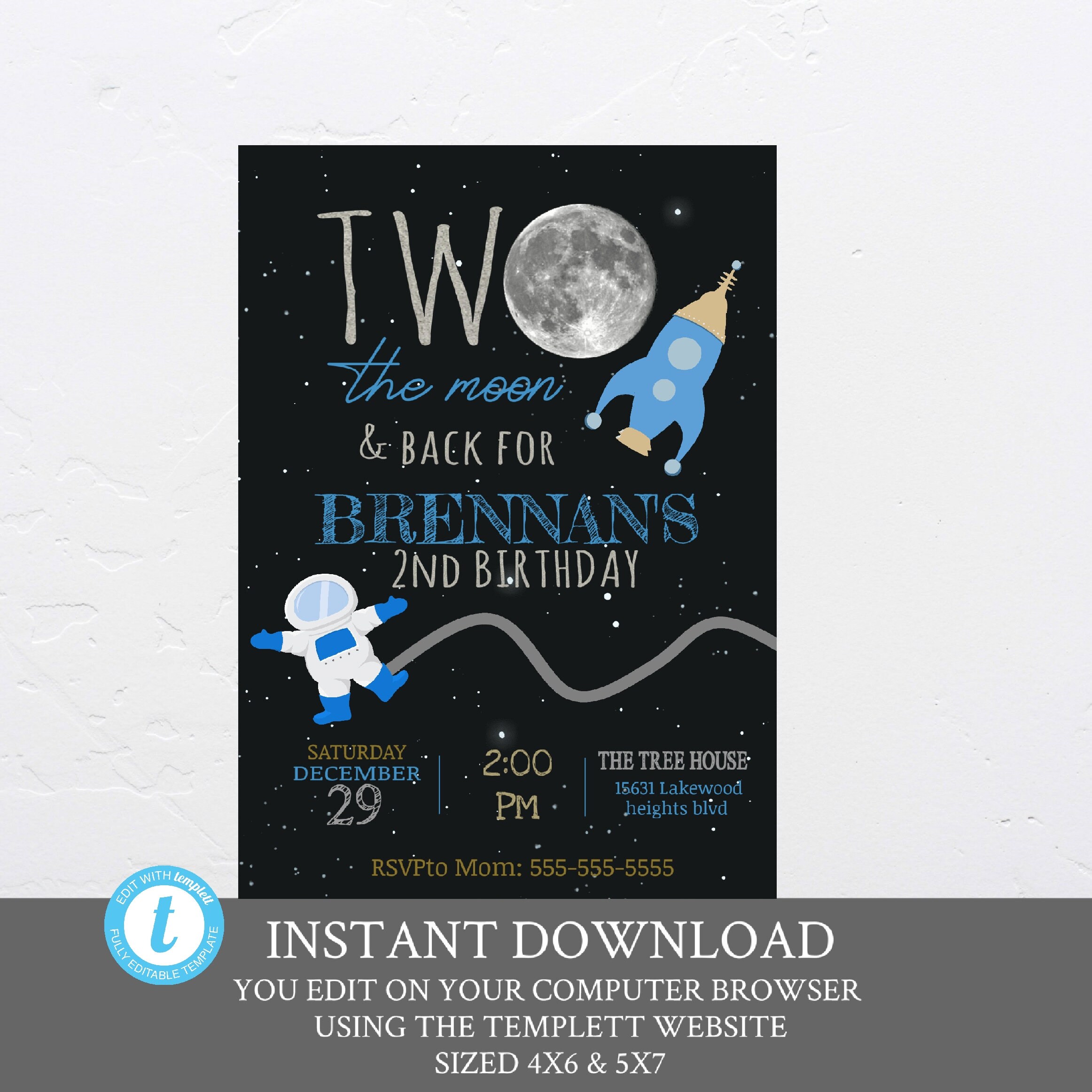 Paper And Party Supplies Galaxy Second Birthday Invitation Outer Space