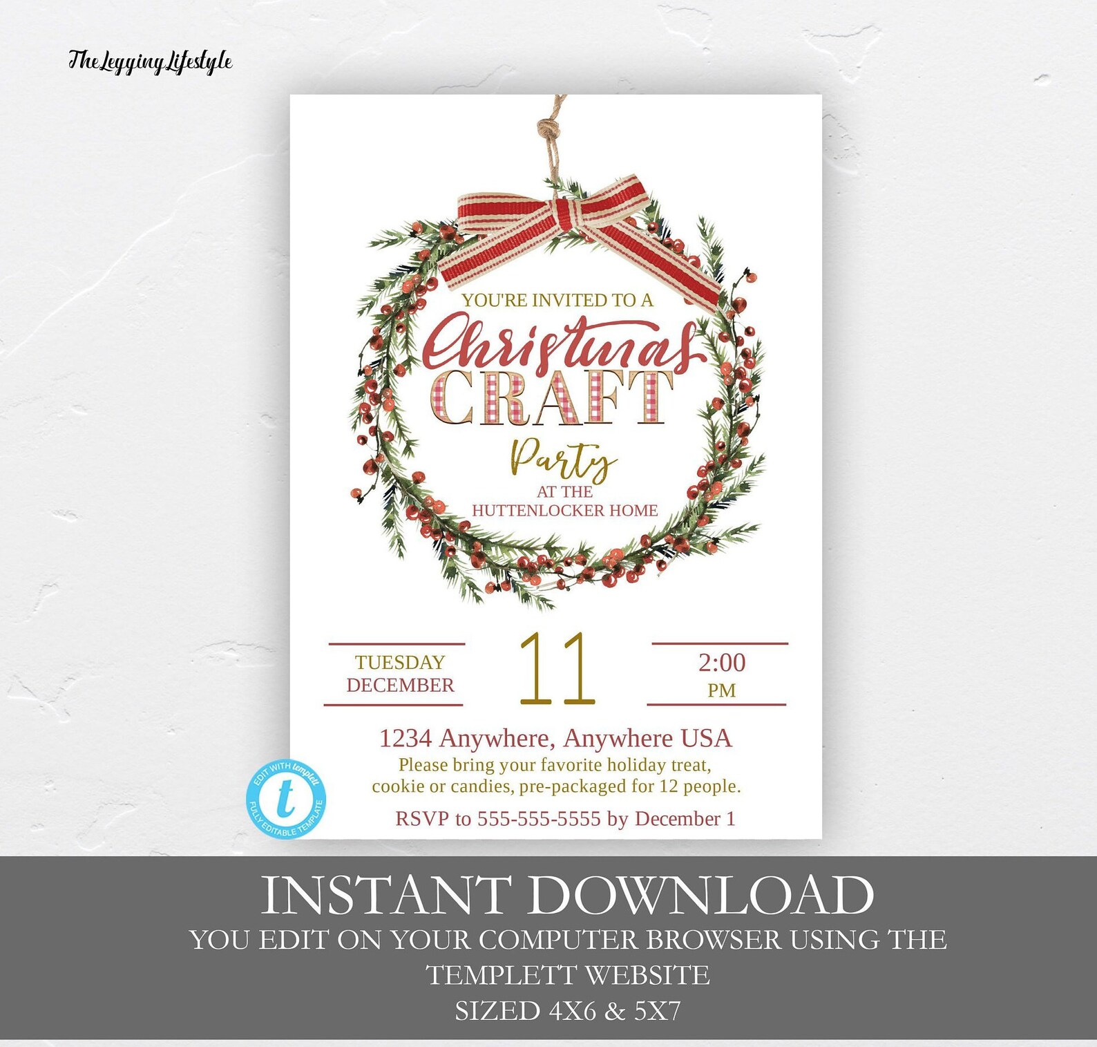 Christmas Craft Party Invitation Holiday Craft Fair Editable - Etsy