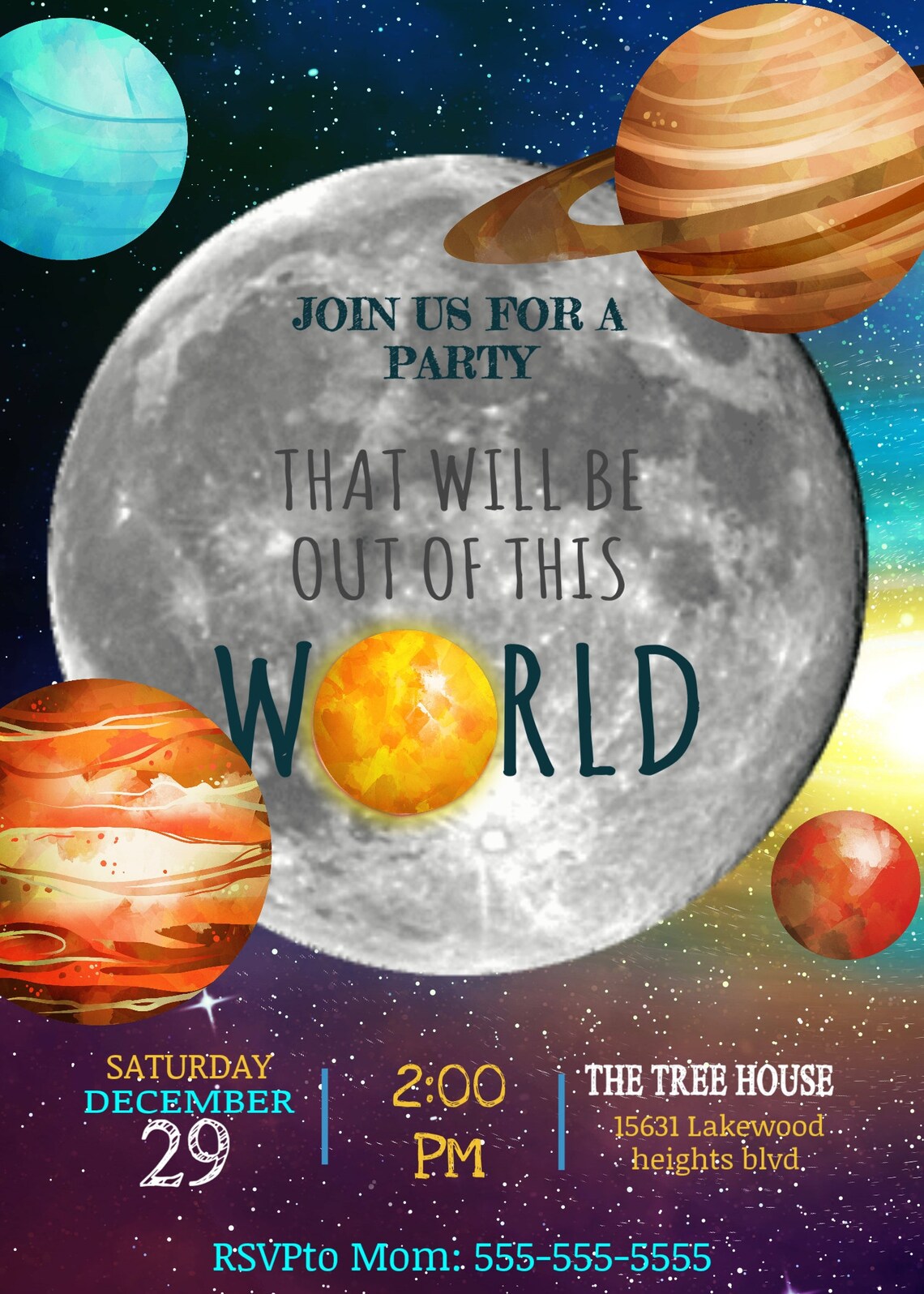 Out of This World Birthday Invitation Outer Space Birthday | Etsy