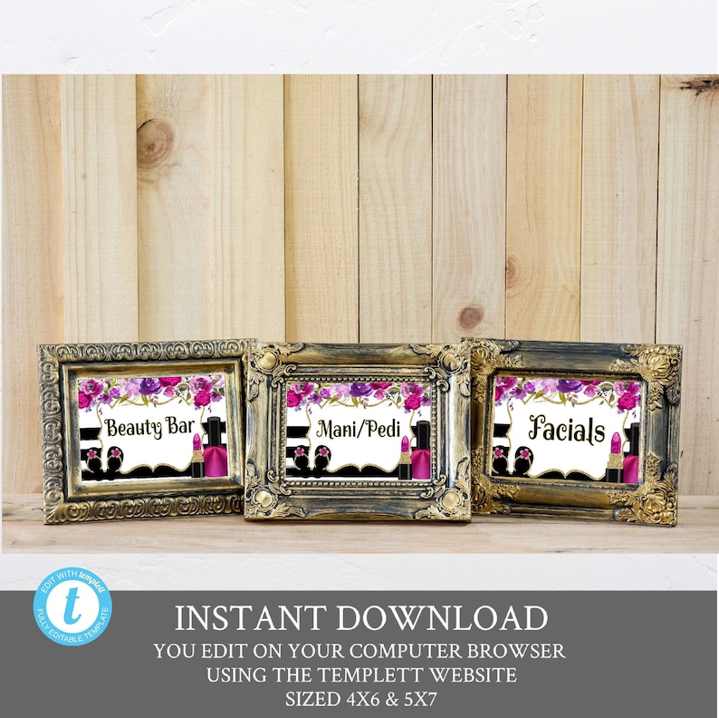 Spa Party Signs Salon Party Facial Signs Spa Party Makeup - Etsy