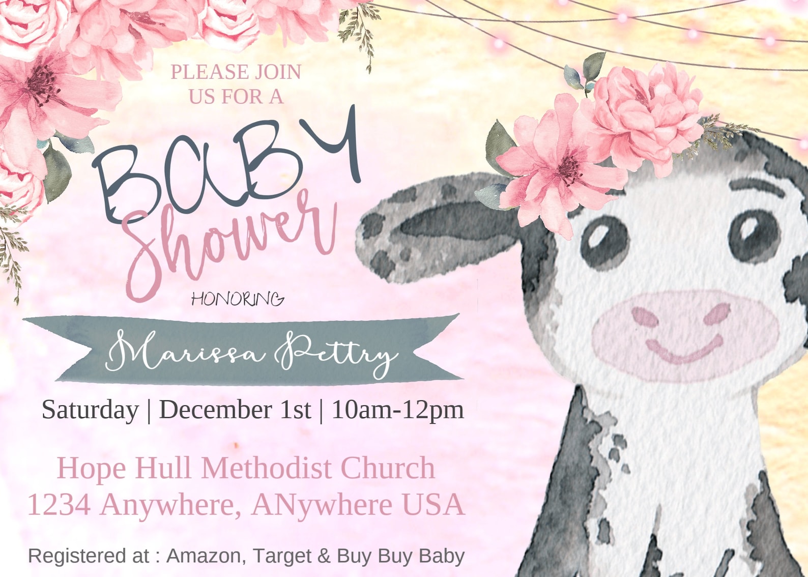 Baby Cow Invitations, Barnyard Baby Shower Invitation Pink - Baby ...