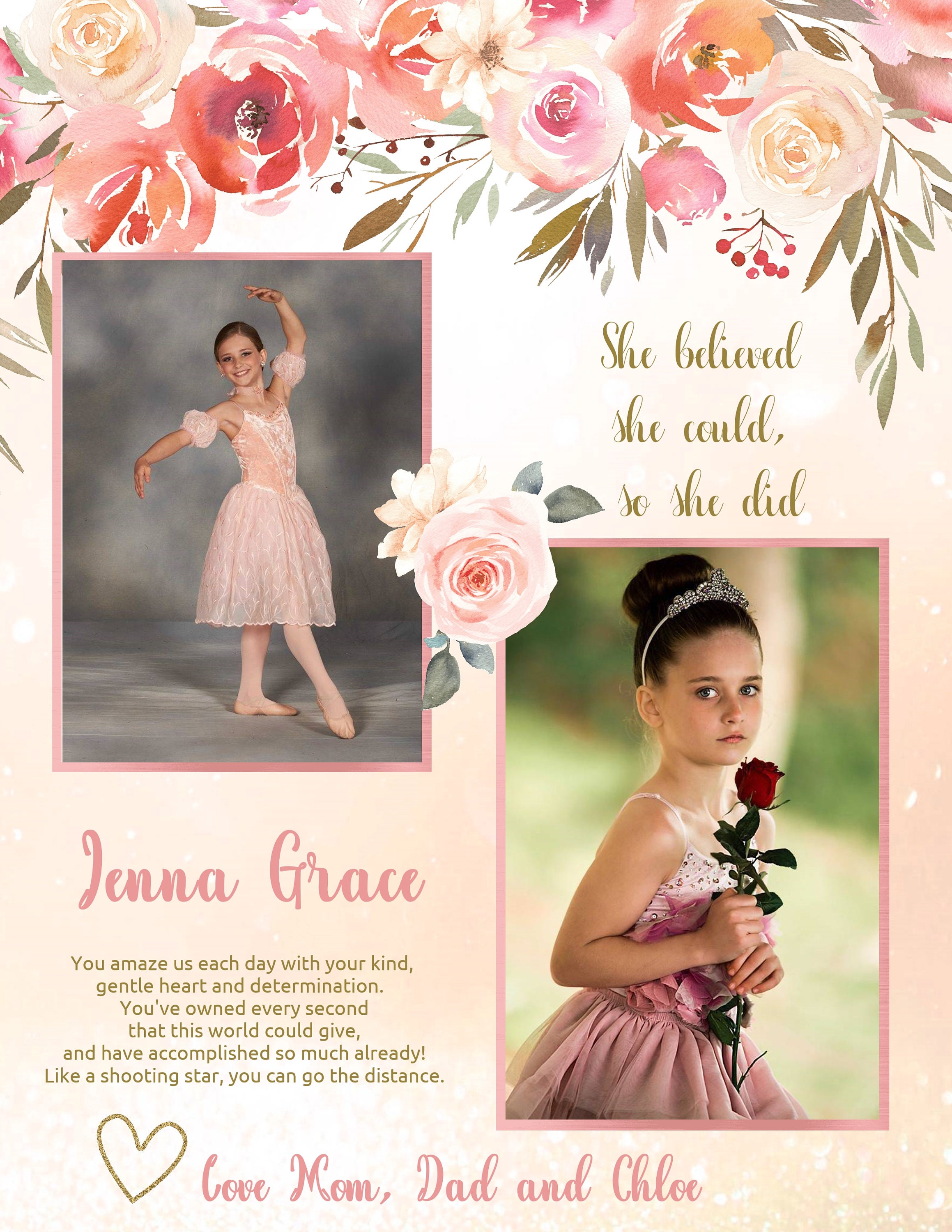 Dance Recital Program Ad Yearbook Ad High School Senior Page - Etsy