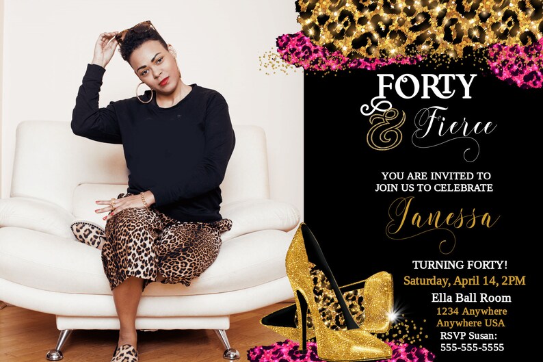 Forty and Fierce Birthday Party Invitation Leopard Print - Etsy