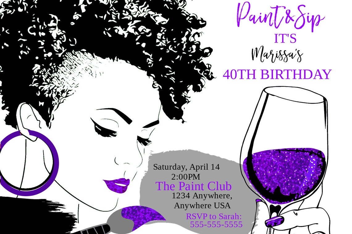 Paint Sip Invitation Adult Wine Night Ladies Night Out Etsy