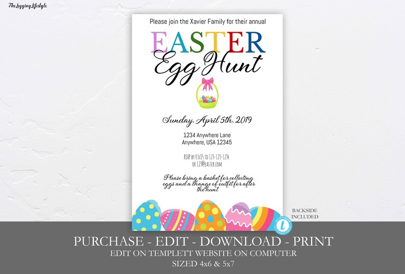 Easter Egg Hunt Invitation Pastel Eggs Colorful Printable Egg Hunt ...