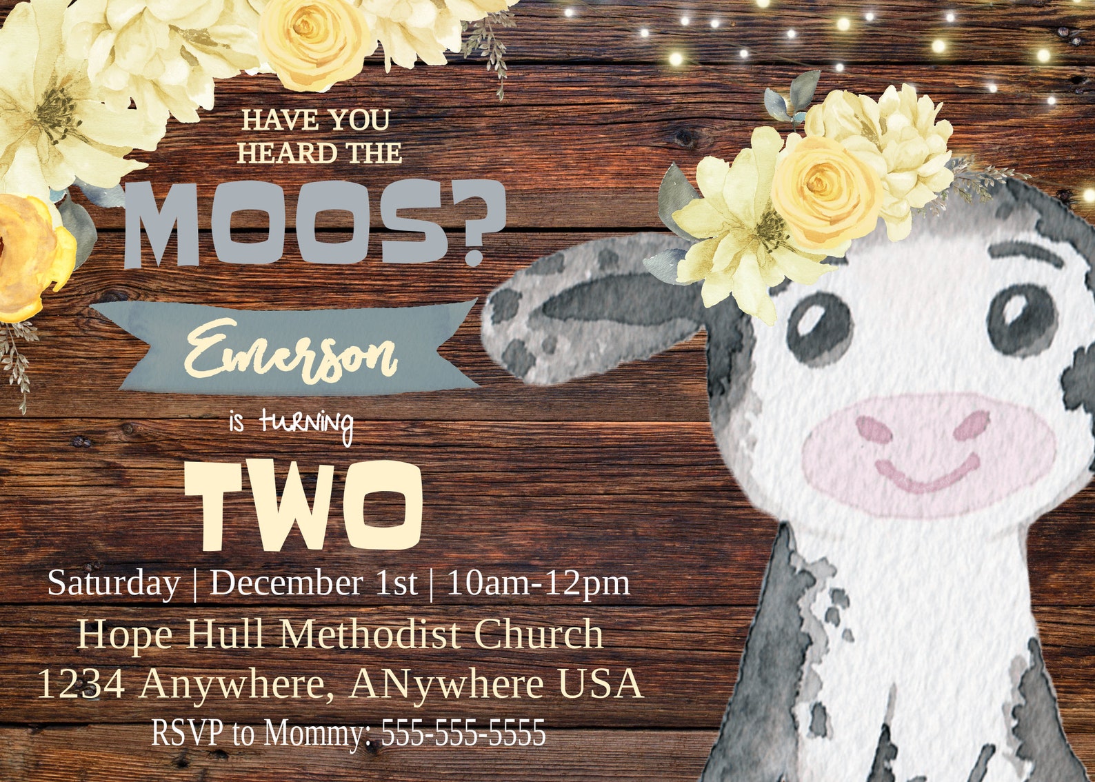 Baby Cow Invitations, Barnyard Birthday Invitation Pink -yellow Cow ...