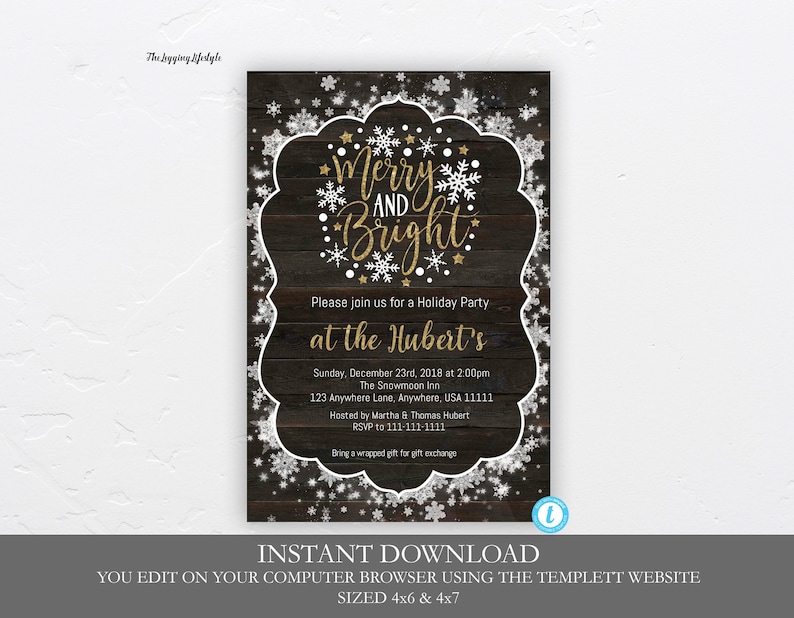 Rustic Christmas Party Invitation Christmas Party Invitation - Etsy