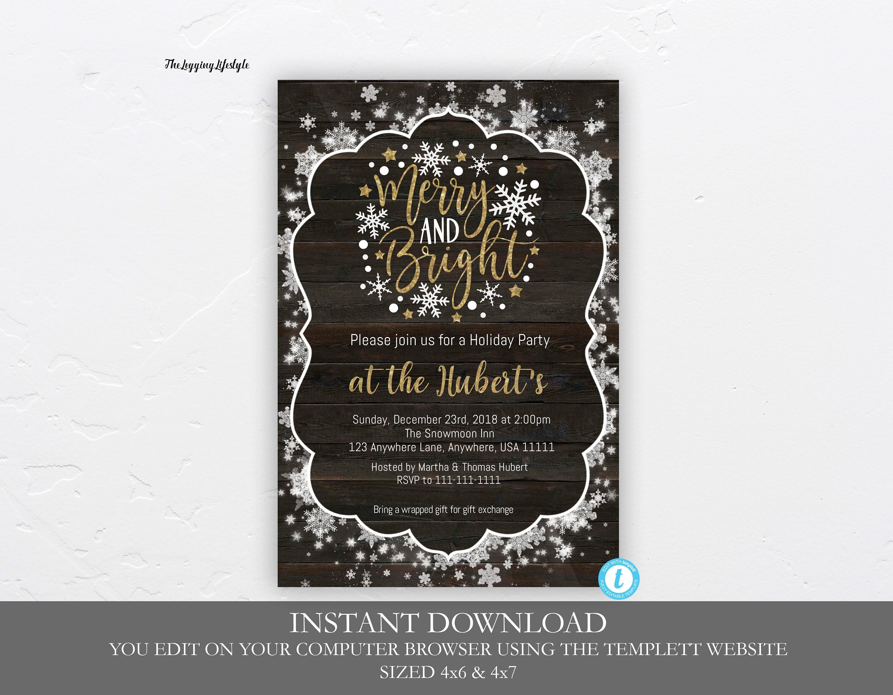 Rustic Christmas Party Invitation, Christmas Party Invitation, Holiday ...