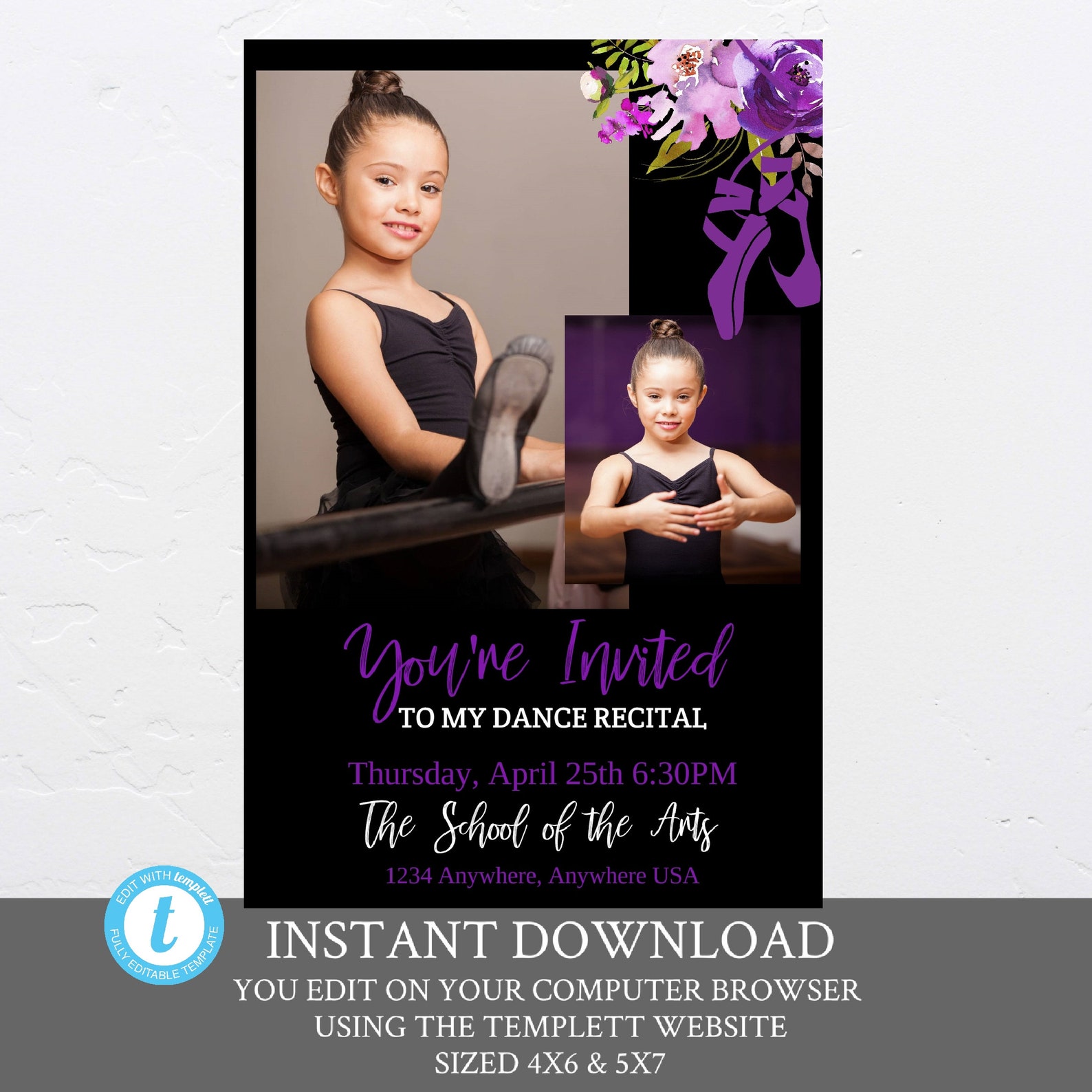 Dance Recital Invitation, Recital Invite, High School Pageant , Middle ...